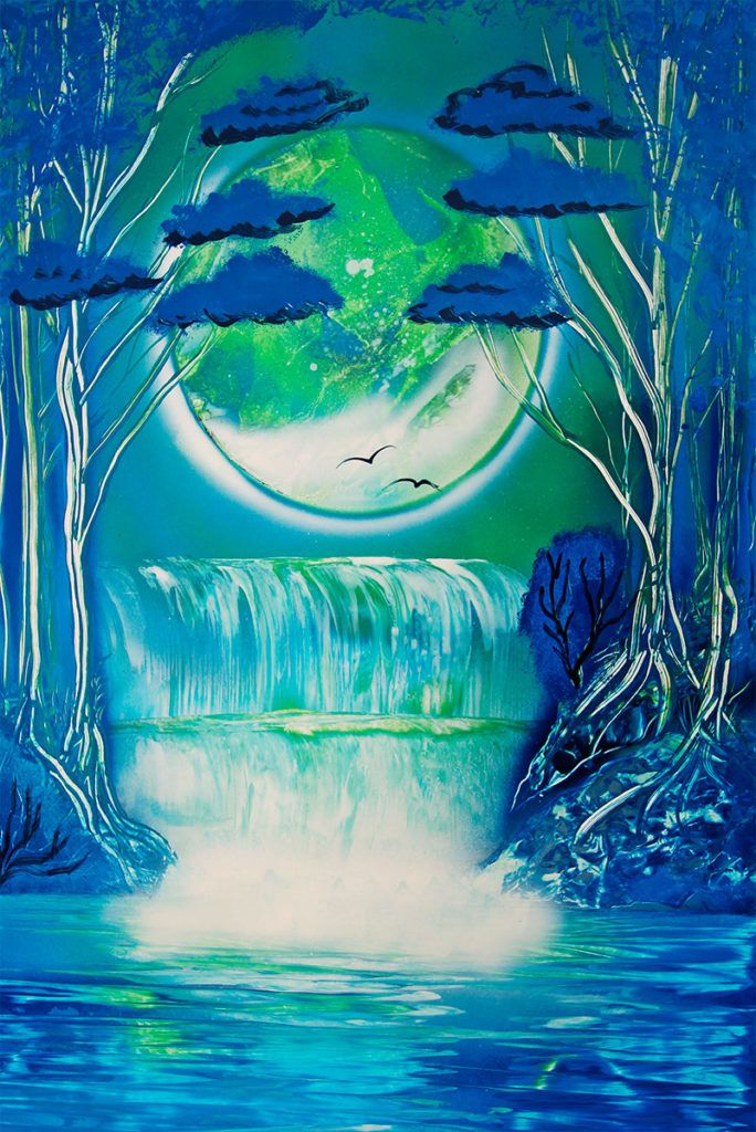 DIY: Slika s slapom v tehniki slikanja s spreji | Ustvarjalne roke ...